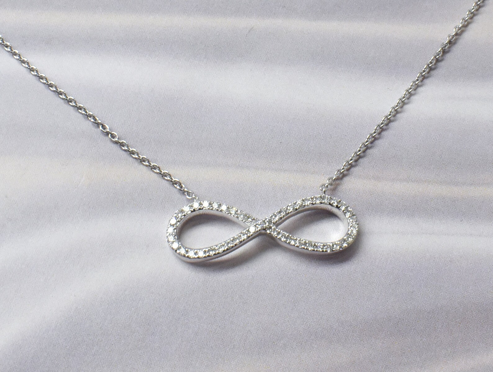 Diamond Infinity Charm Pendant Necklace 18k Solid Gold / - Etsy