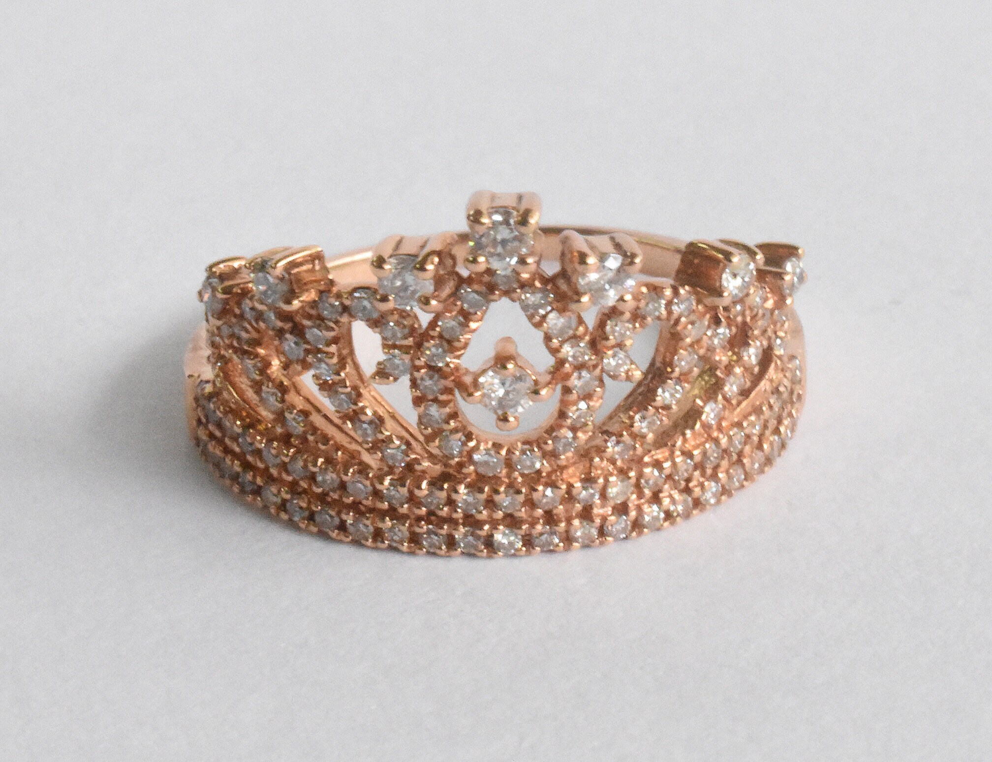 SALE 18k Solid Gold Diamond Tiara Ring Diamond Crown Ring | Etsy