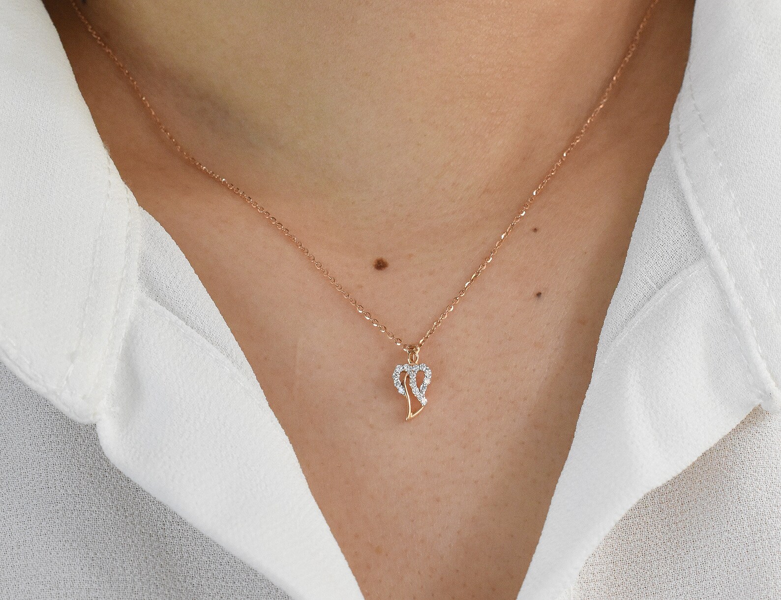 Diamond Angle Necklace / 10k 14k 18k Gold Necklace / - Etsy