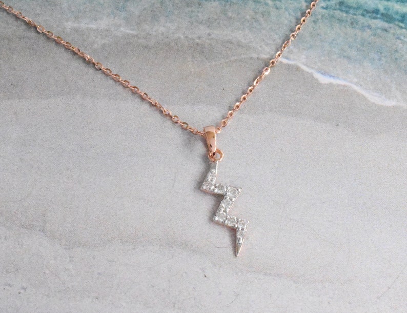 Diamond Thunderbolt Necklace / Diamond Bolt / 10k 14k 18k Gold - Etsy