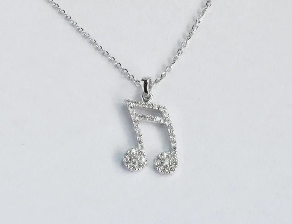 10k 14k 18k Gold Music Note Charm Necklace / Eighth Note - Etsy