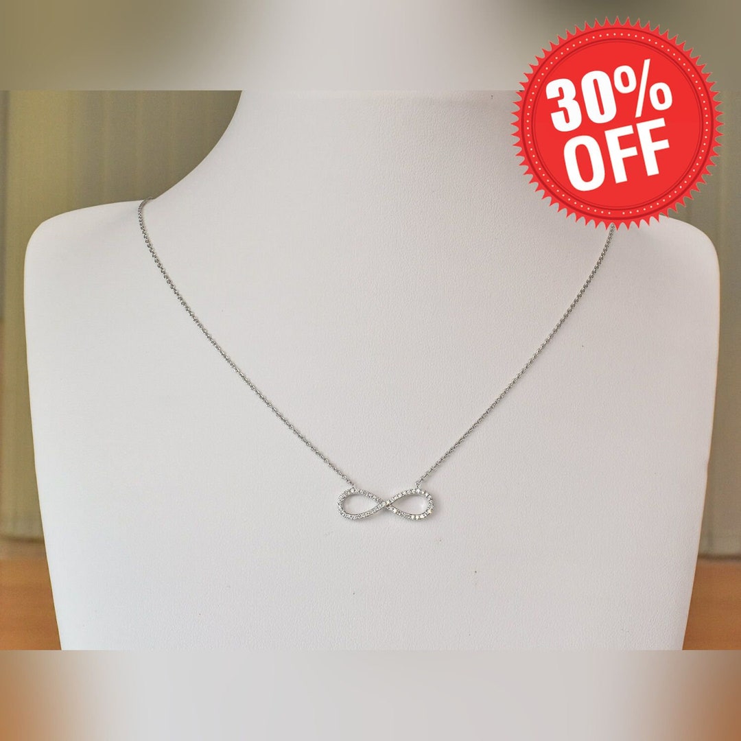 Diamond Infinity Charm Pendant Necklace / 18k 14K 10K Solid Gold ...