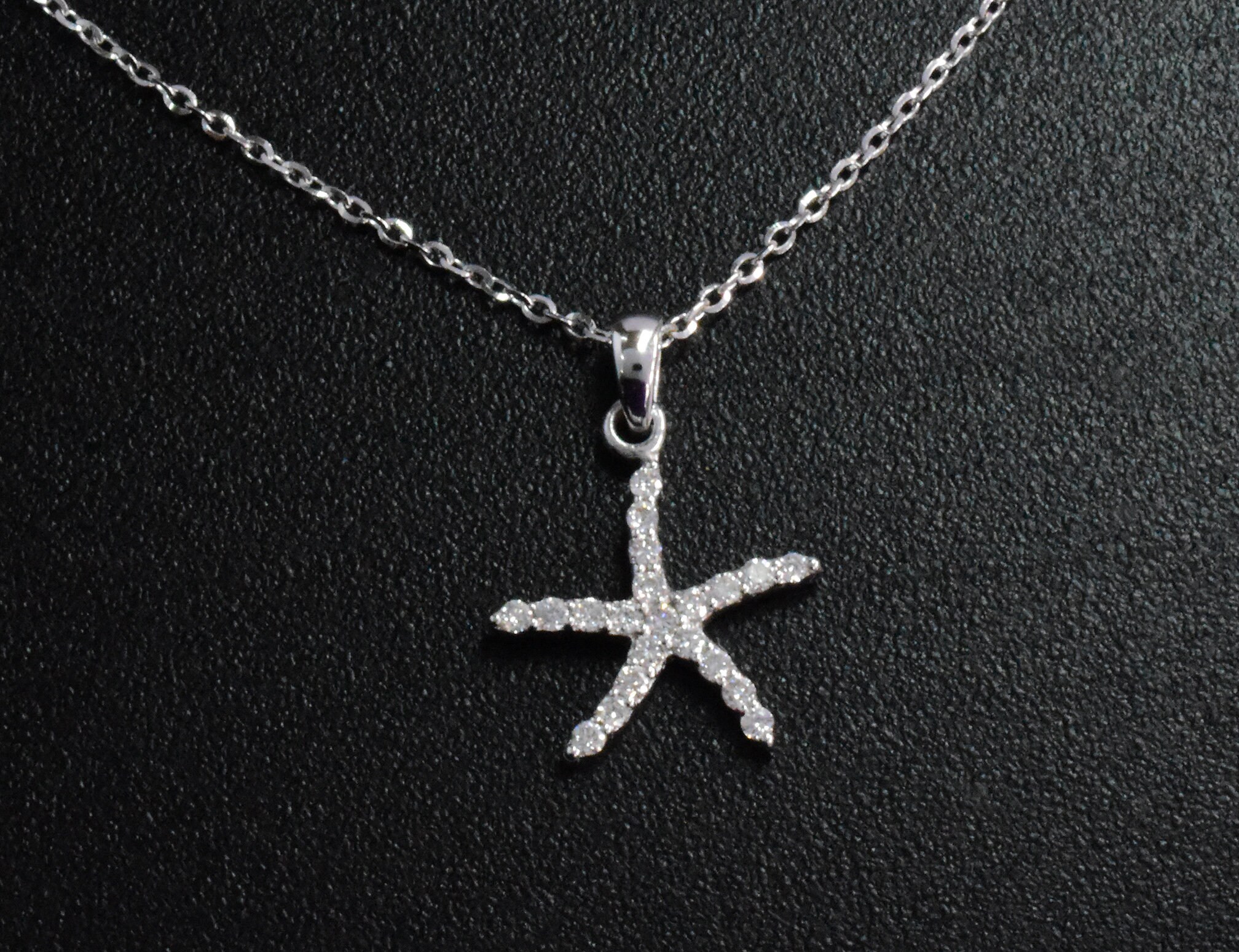 10k 14k 18k Gold Diamond Starfish Necklace / Sea Life Starfish | Etsy