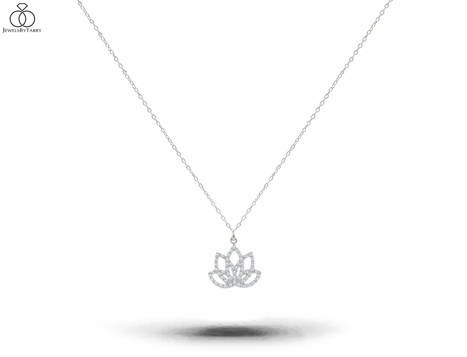 10k 14k 18k Gold Diamond Lotus Necklace / Diamond Lotus Floral - Etsy