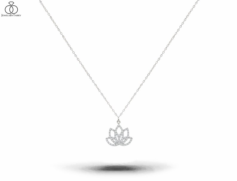 10k 14k 18k Gold Diamond Lotus Necklace / Diamond Lotus Floral - Etsy