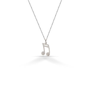 10k 14k 18k Gold Music Note Charm Necklace / Eighth Note Diamond ...