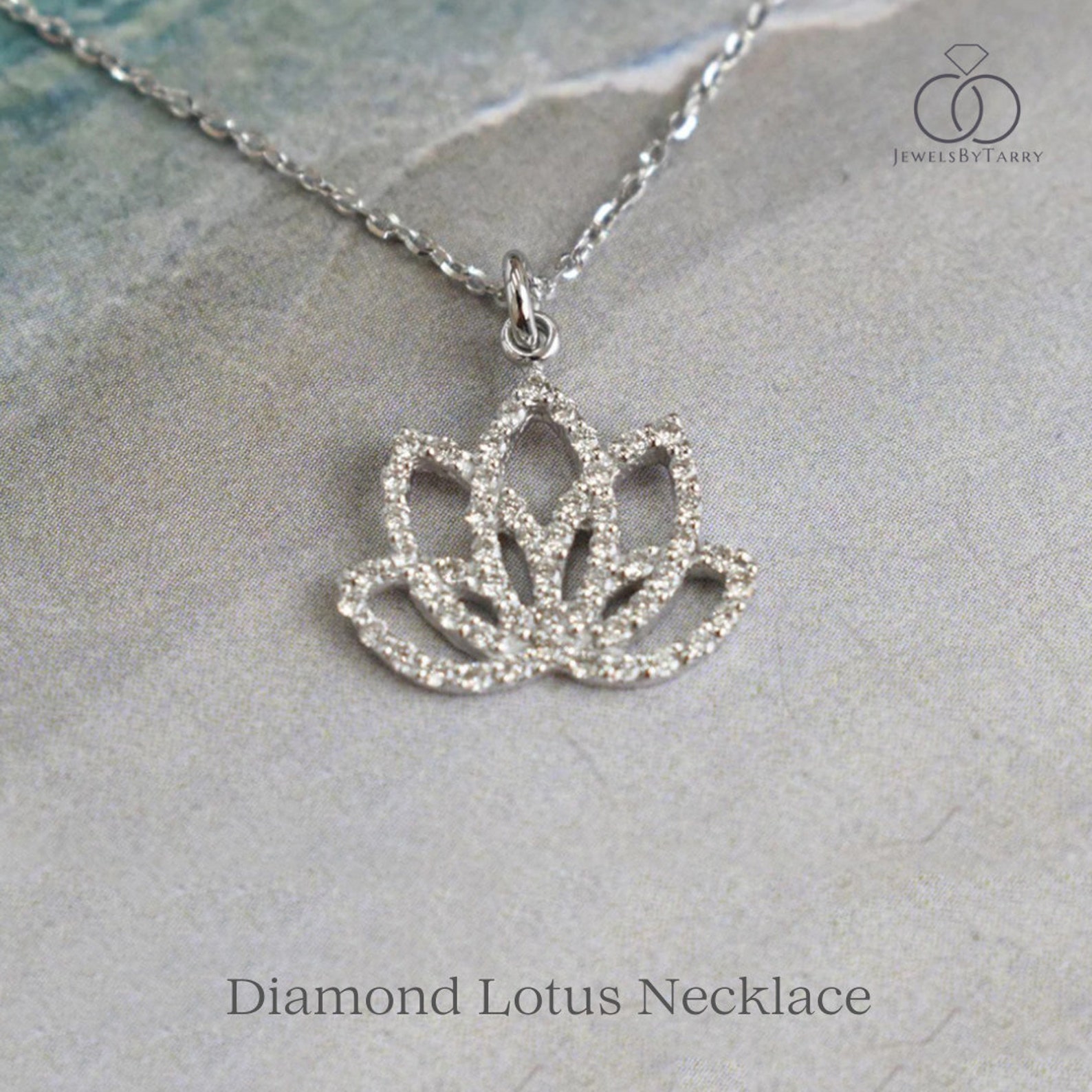 10k 14k 18k Gold Diamond Lotus Necklace / Diamond Lotus Floral - Etsy
