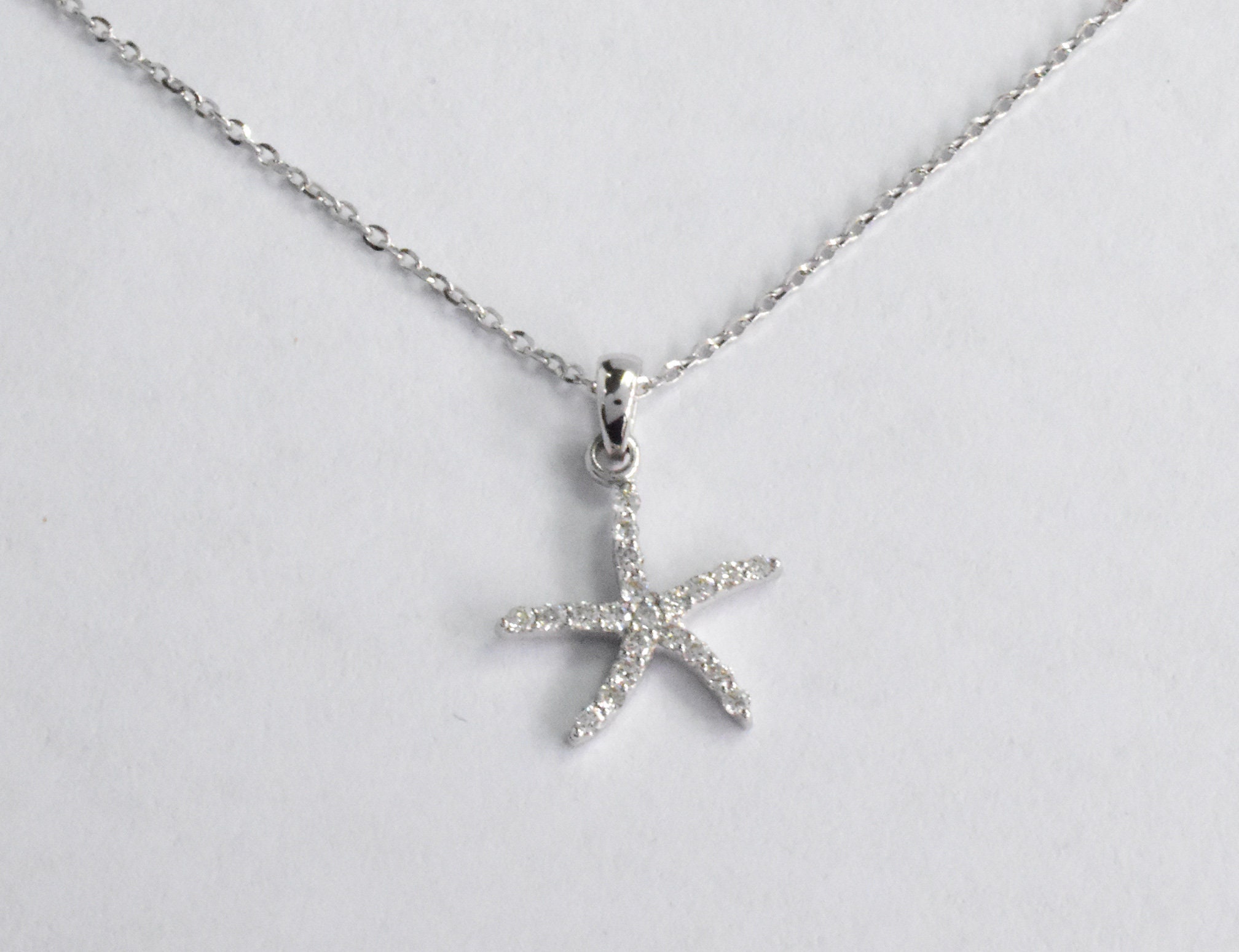 10k 14k 18k Gold Diamond Starfish Necklace / Sea Life Starfish | Etsy