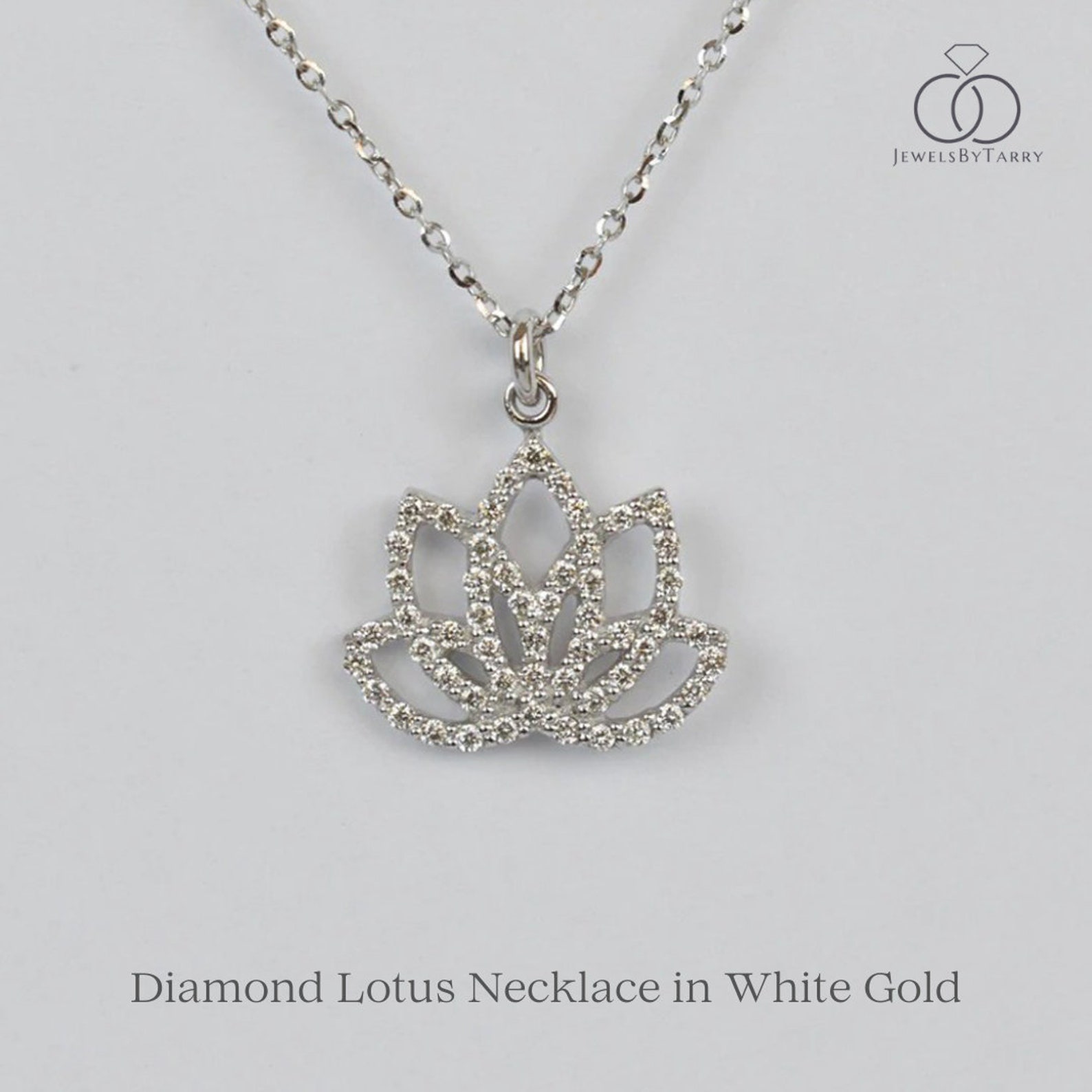 10k 14k 18k Gold Diamond Lotus Necklace / Diamond Lotus Floral - Etsy