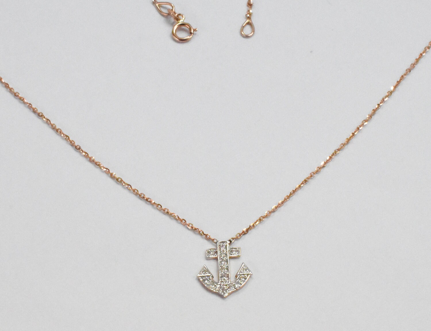 Diamond Anchor Pendant Necklace / 10k 14k 18k Gold Necklace / - Etsy