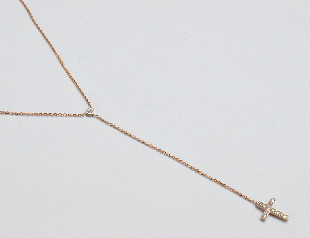 Diamond Necklace / Cross Lariat Necklace Diamond Lariat Necklace Cross ...