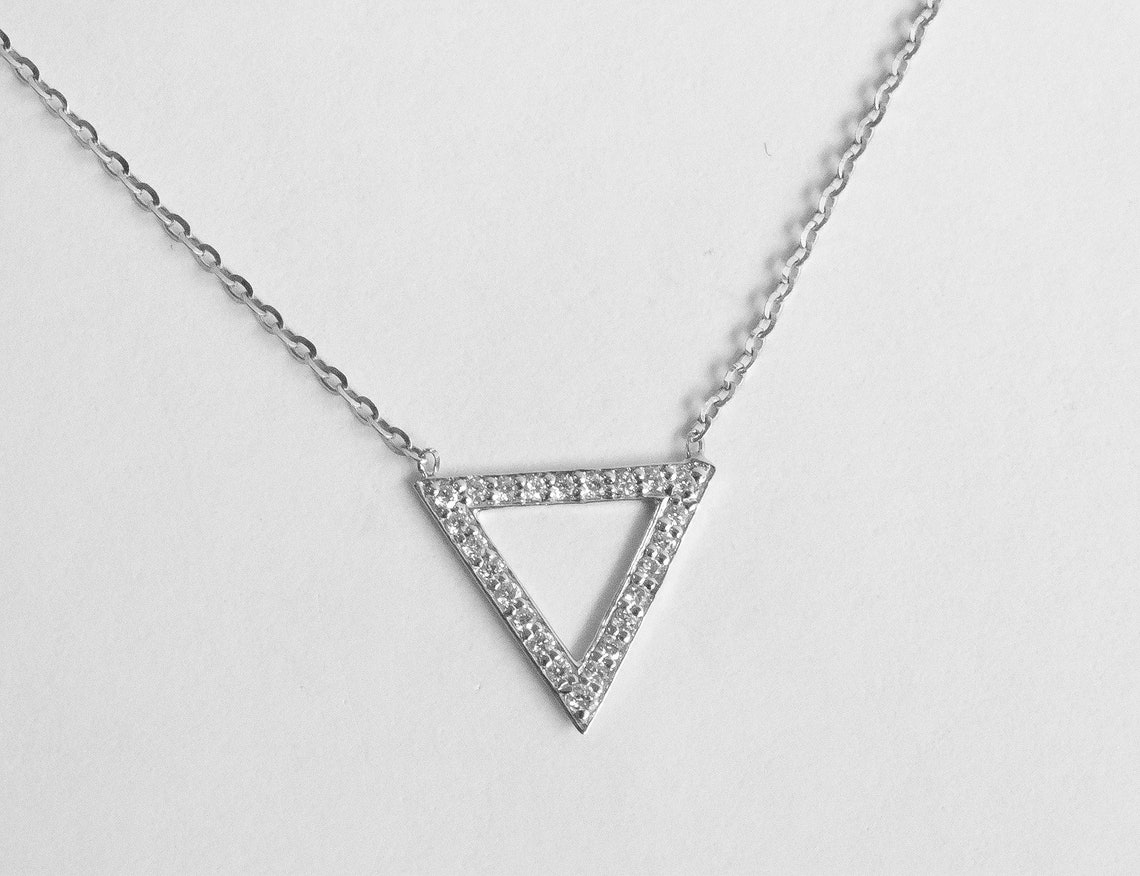 Diamond Triangle Necklace/trillion Diamond Open Triangle - Etsy