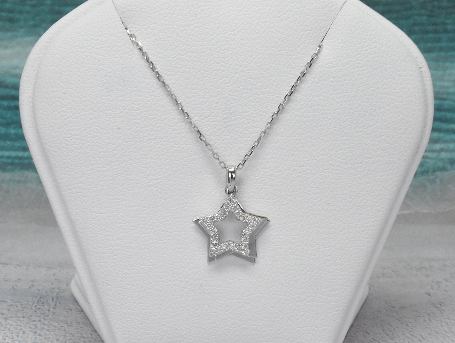 18k Solid White Gold White Gold Star Necklace Star of David - Etsy