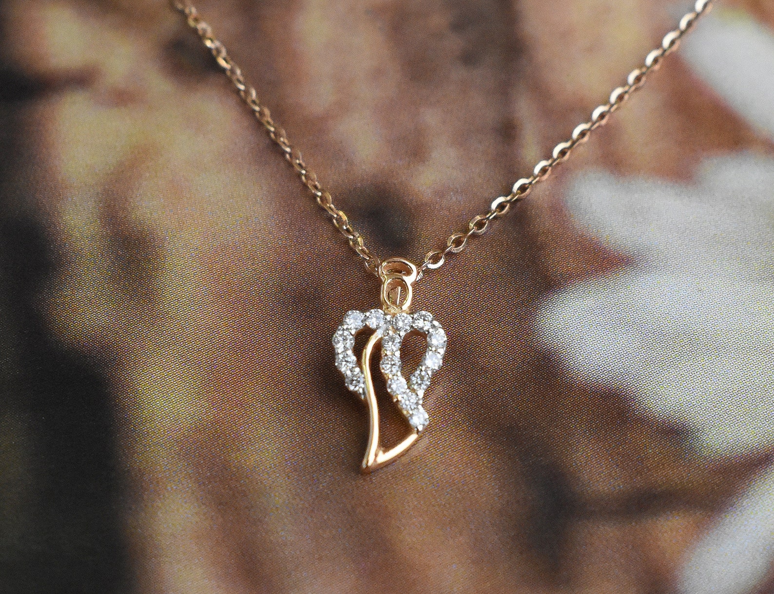 Diamond Angle Necklace / 10k 14k 18k Gold Necklace / - Etsy