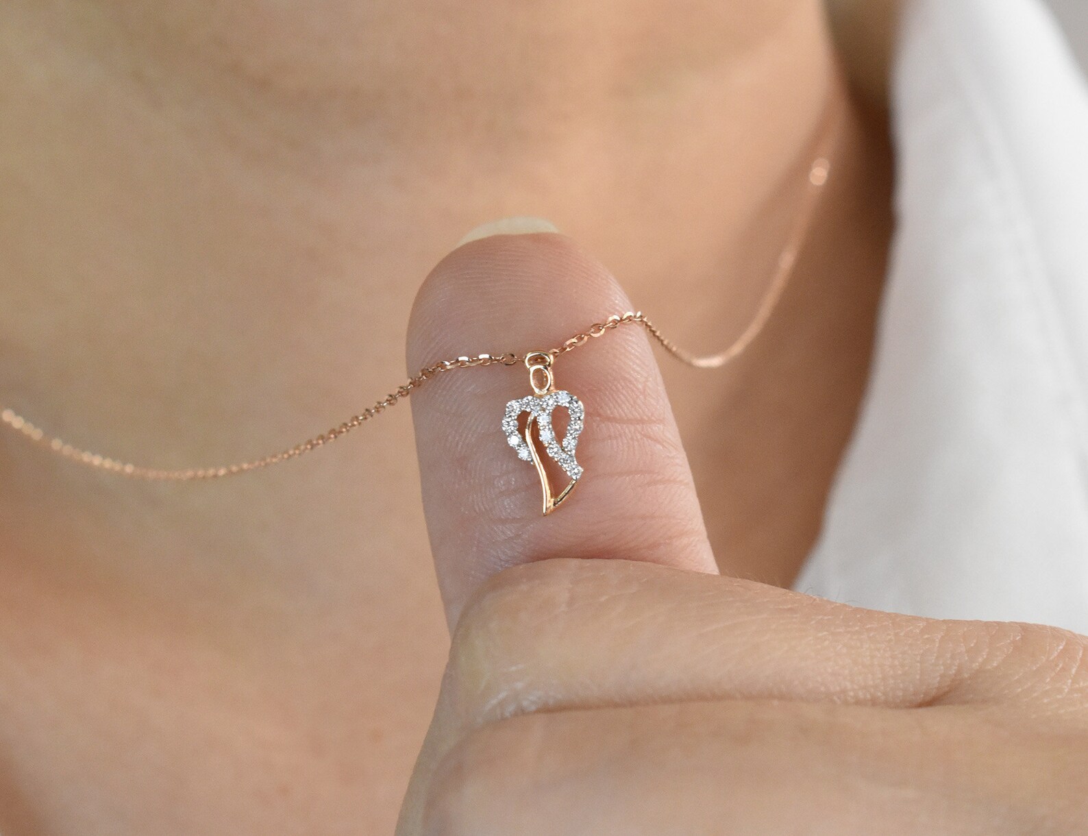 Diamond Angle Necklace / 10k 14k 18k Gold Necklace / - Etsy