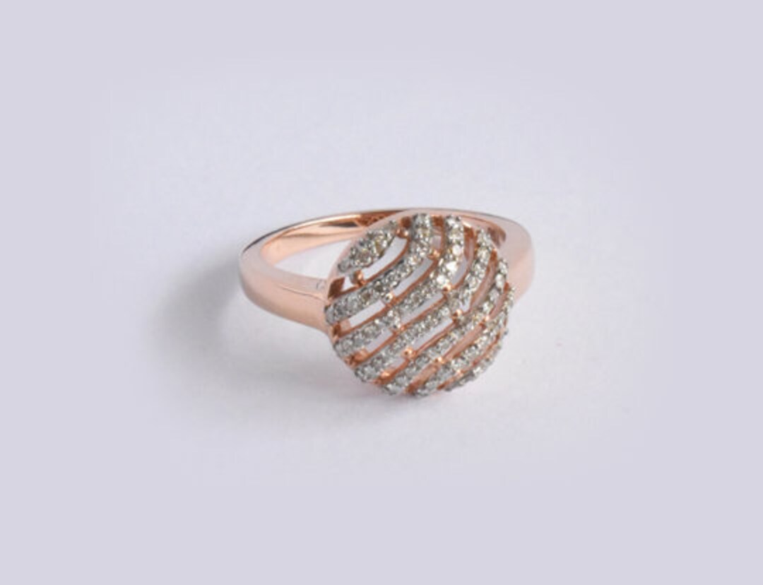 SALE Unique 18k Rose Gold Dome Shape Pave Diamond Statement - Etsy
