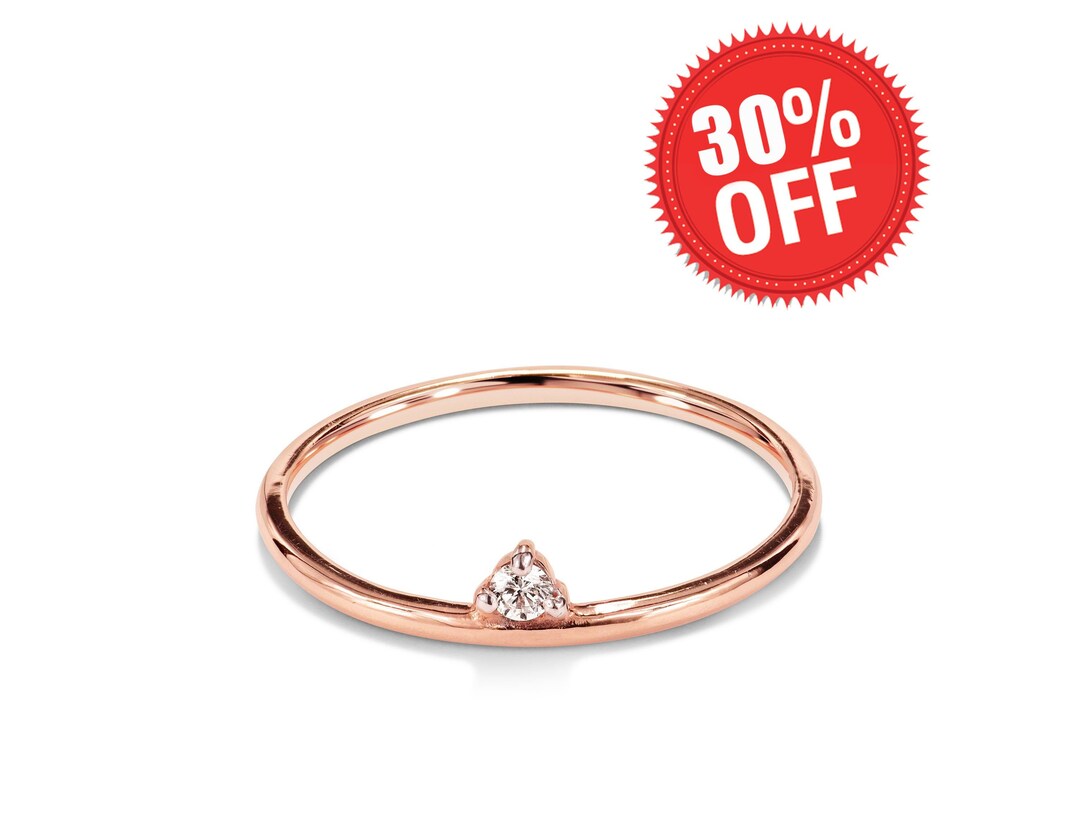 Single Diamond Prong Set Ring / 10k 14k 18k Gold Diamond Ring / Free ...