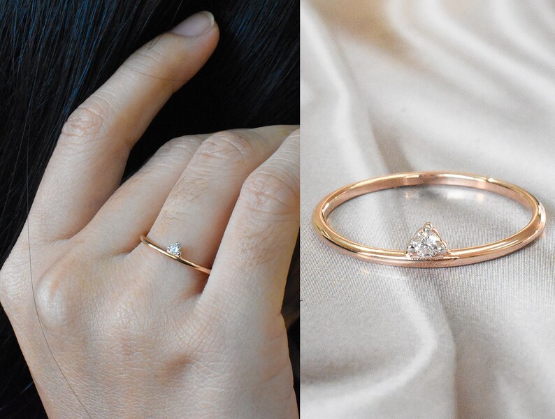 Single Diamond Prong Set Ring / 10k 14k 18k Gold Diamond Ring | Etsy