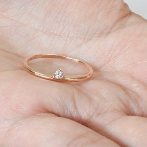 Single Diamond Prong Set Ring / 10k 14k 18k Gold Diamond Ring | Etsy