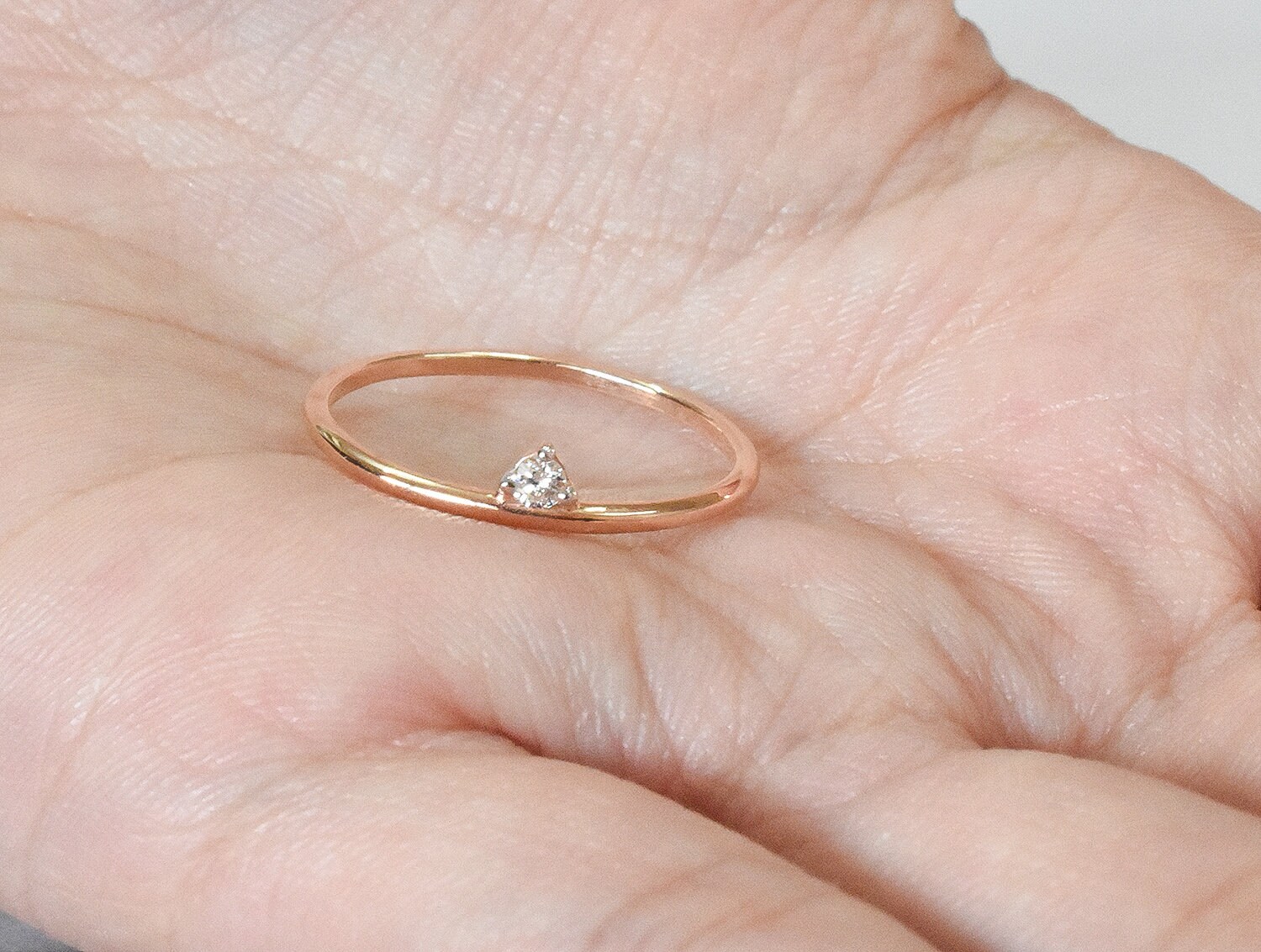 Single Diamond Prong Set Ring / 10k 14k 18k Gold Diamond Ring | Etsy