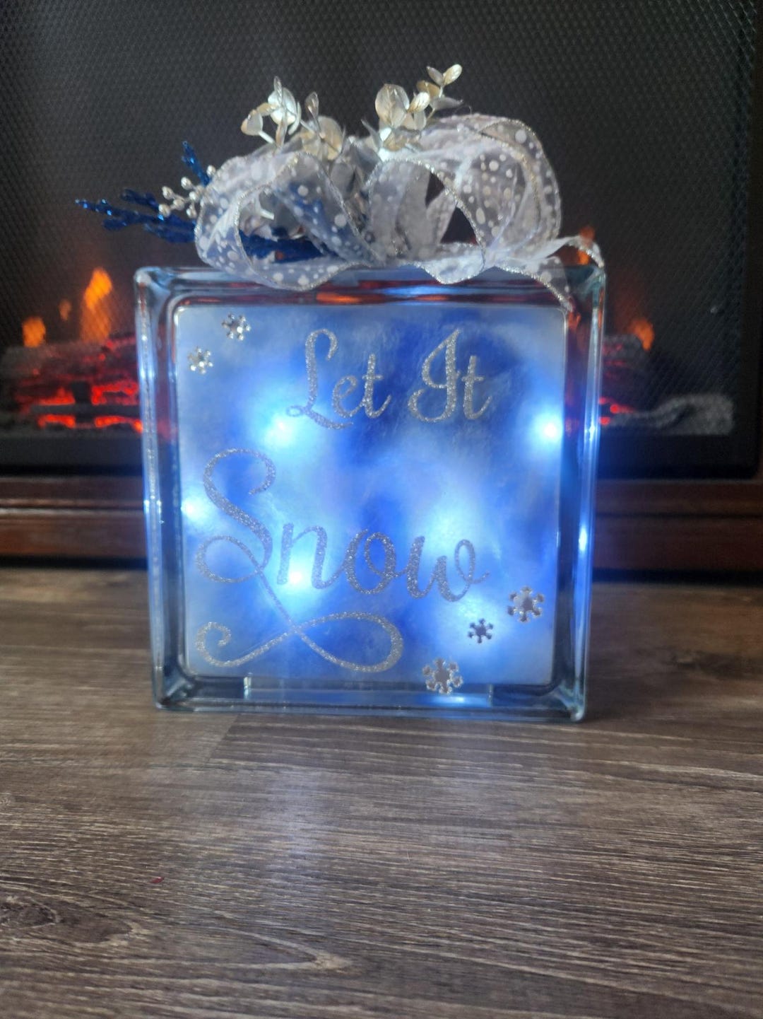 Let It Snow Lighted Glass Block - Etsy