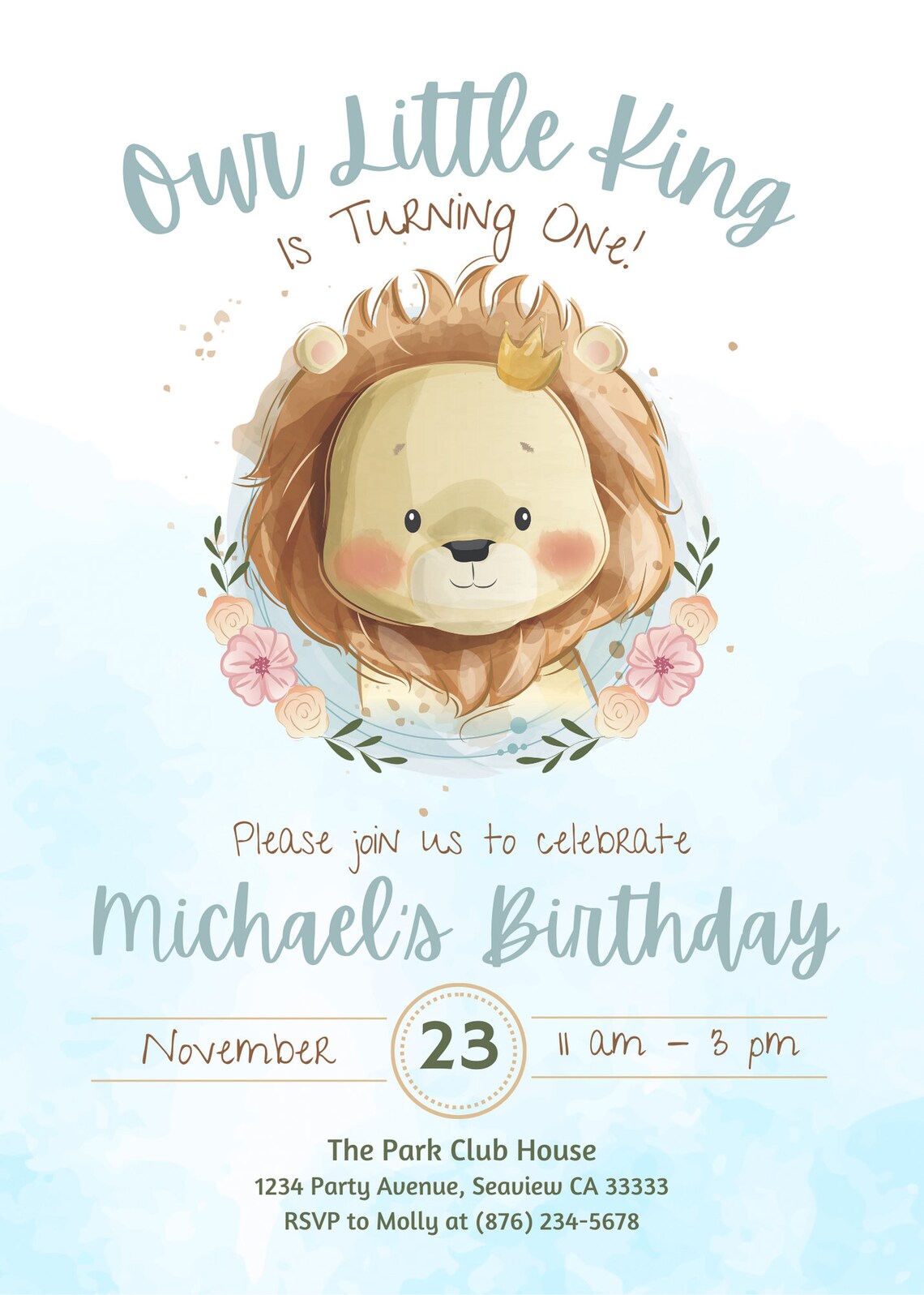 Editable Little Lion Birthday Invitation: King Theme (PDF) - Etsy