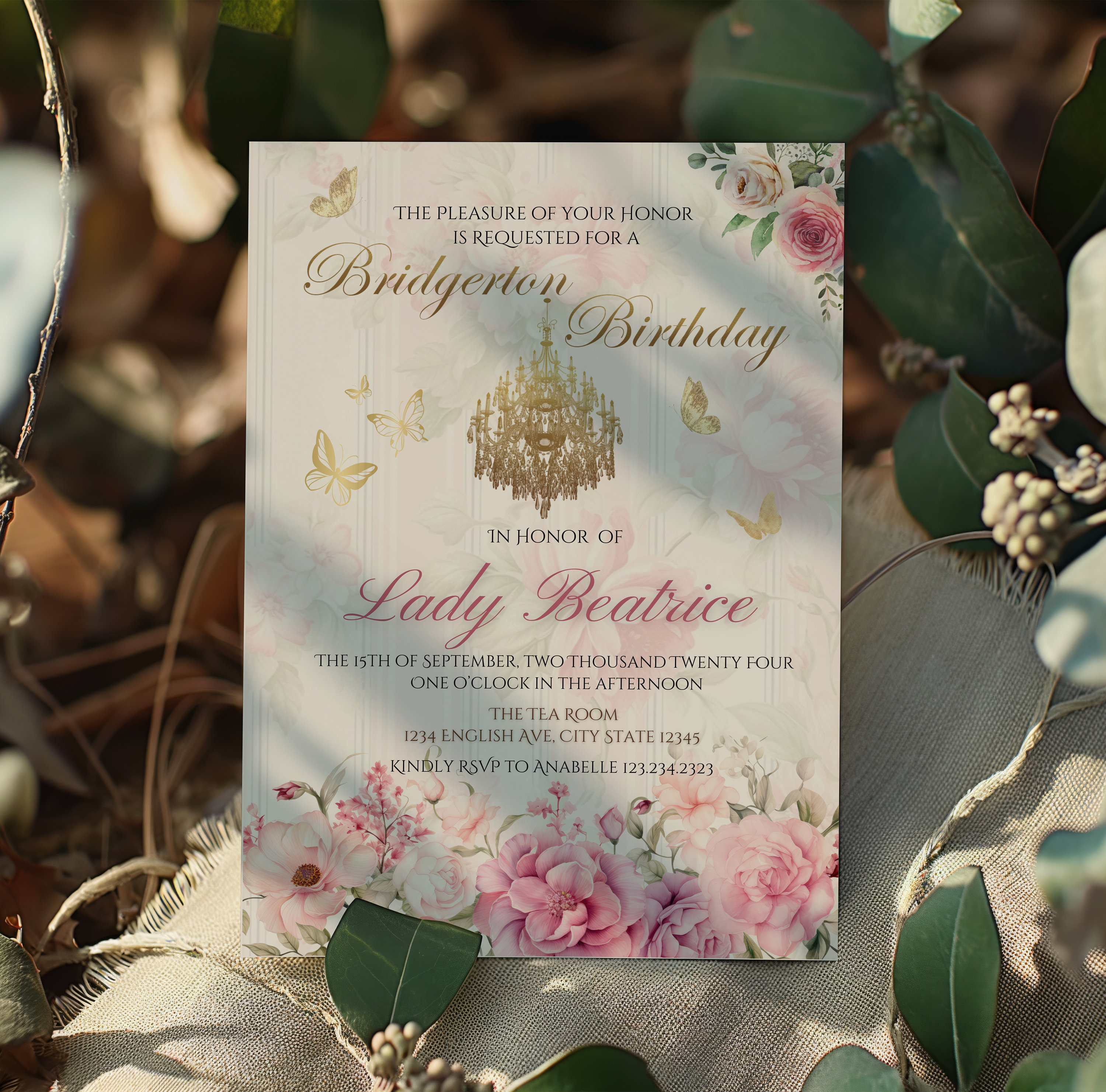 Bridgerton Birthday Invitation, Vintage Birthday Invitation, London ...