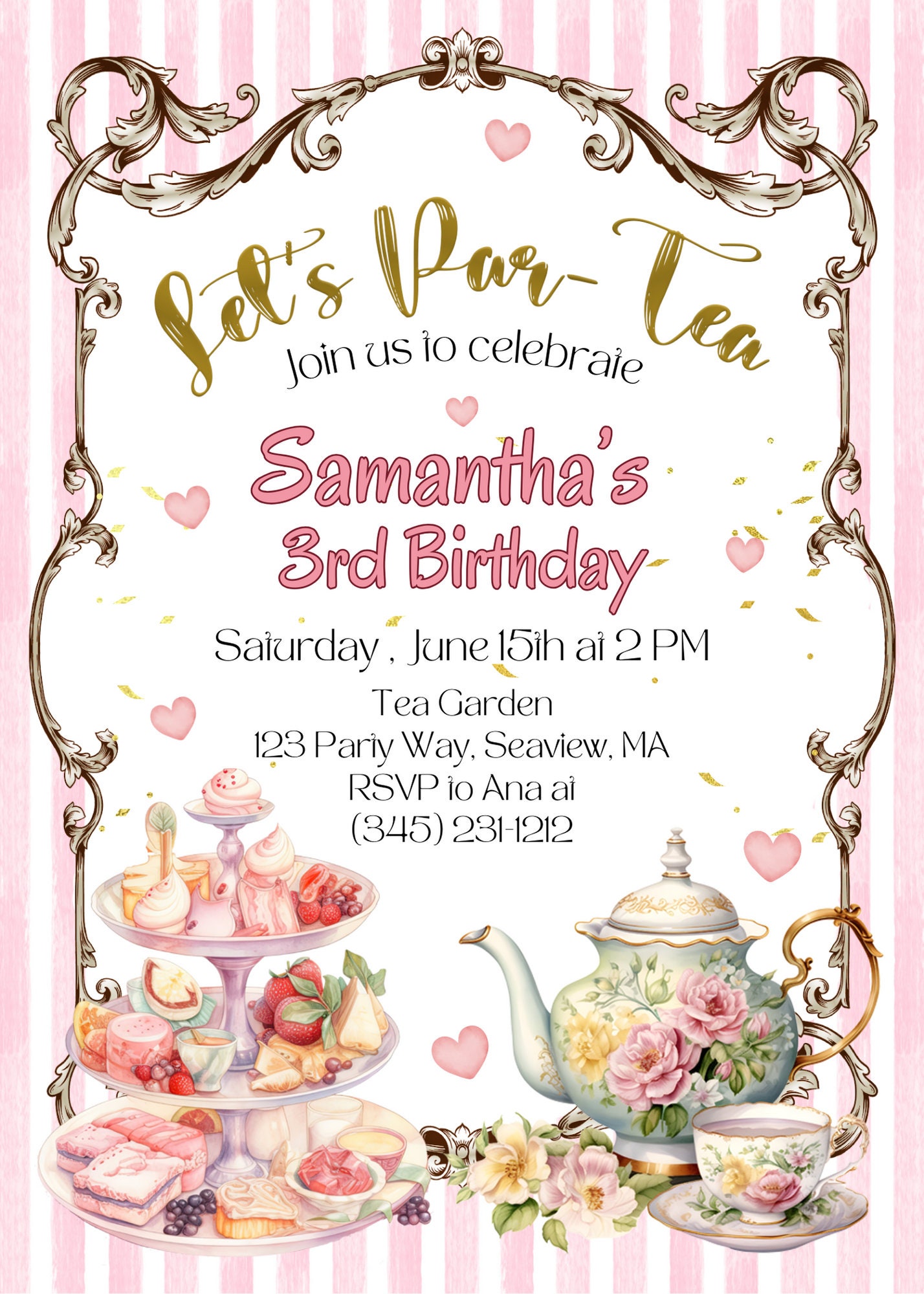 Tea Party Birthday Invitation, Editable, Instant Download - Etsy