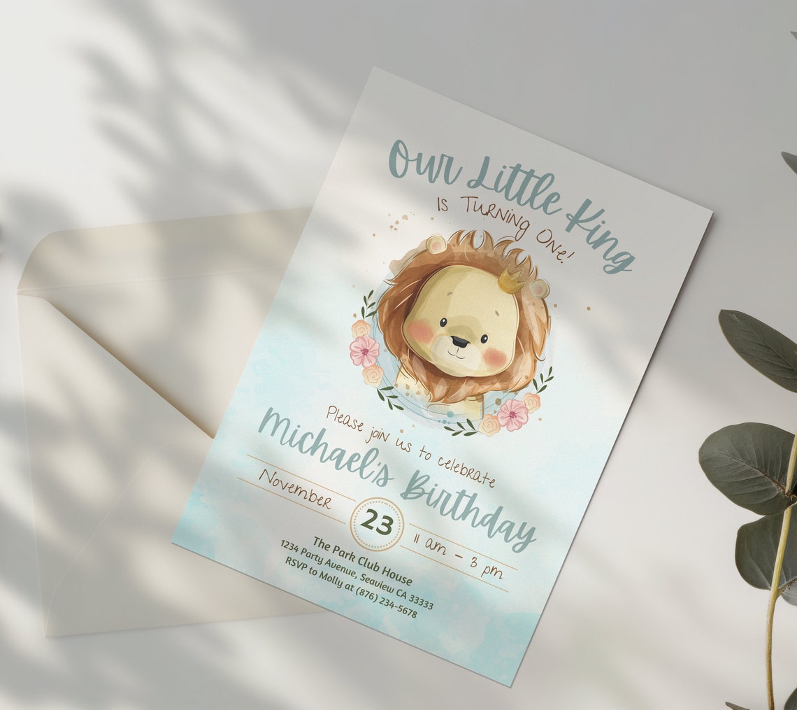 Editable Little Lion Birthday Invitation: King Theme (PDF) - Etsy