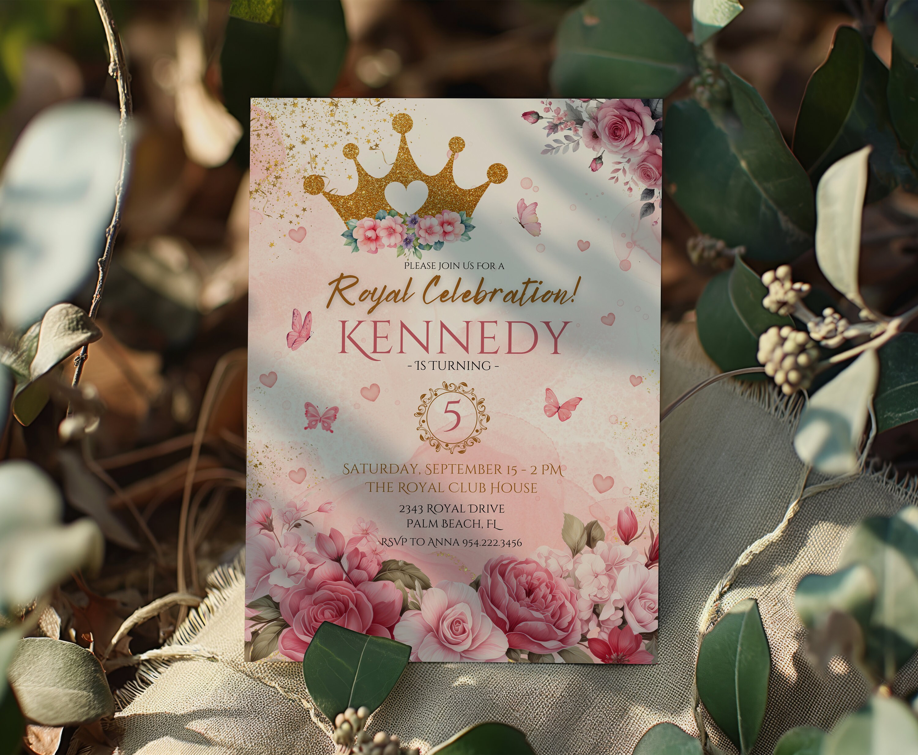 A Royal Celebration Birthday Invitation, Pink Princess Party, Gold ...