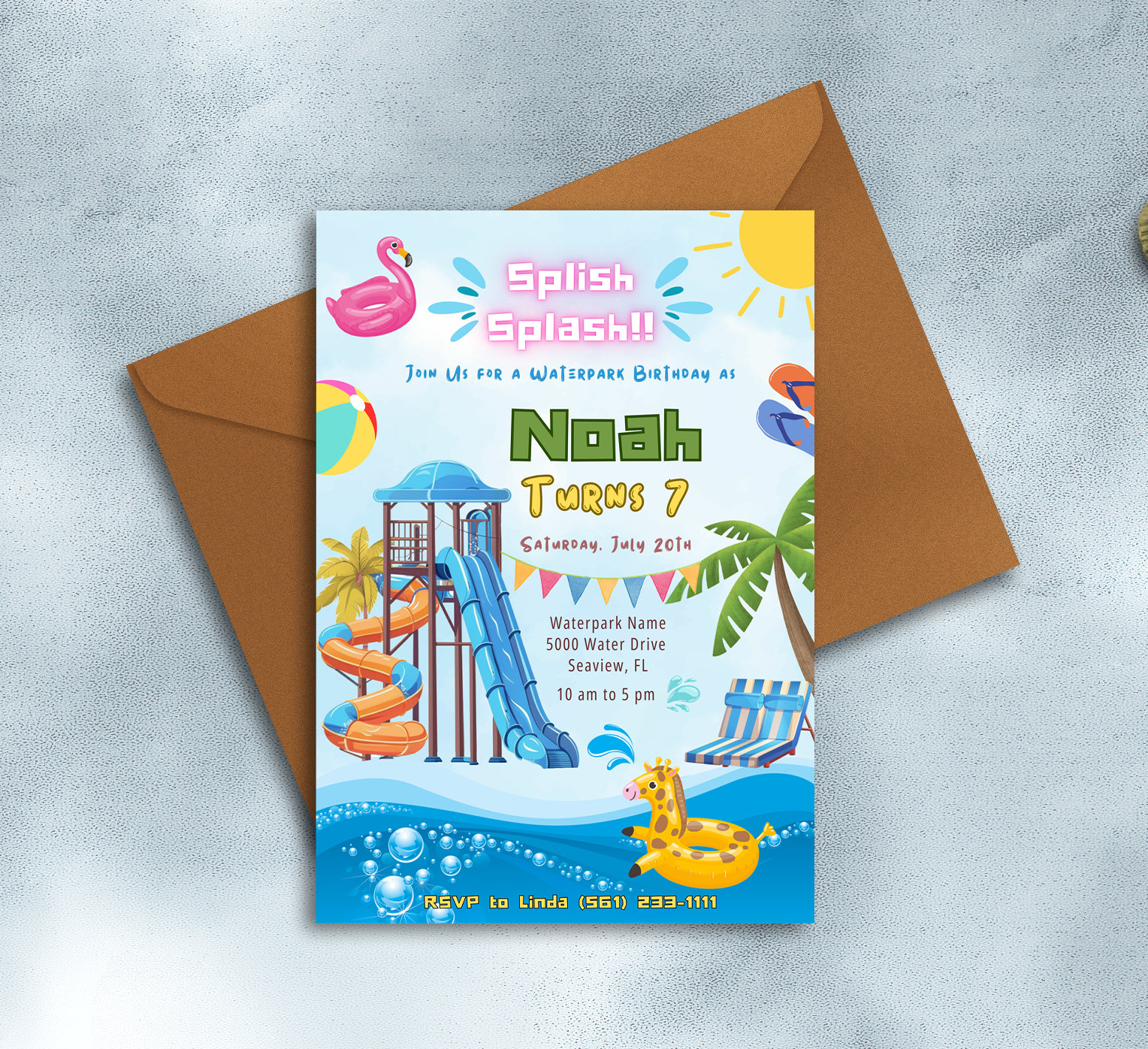 Splish Splash Birthday Invitation/waterpark, Pool Birthday Invitation ...