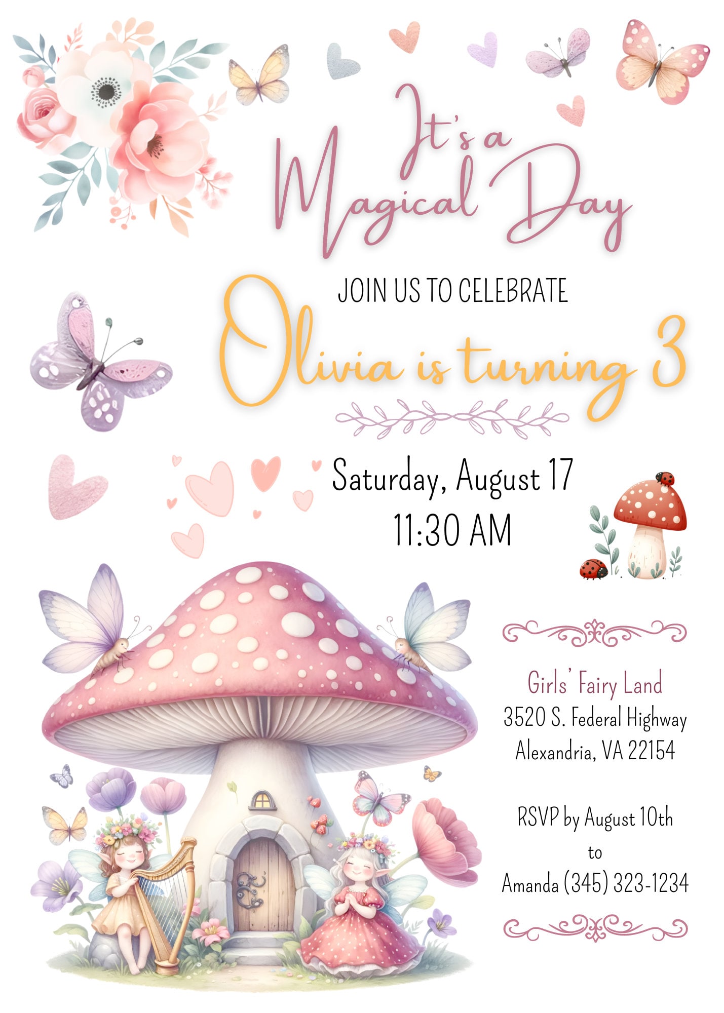 Beautiful Fairy Themed Invitation Template - Etsy