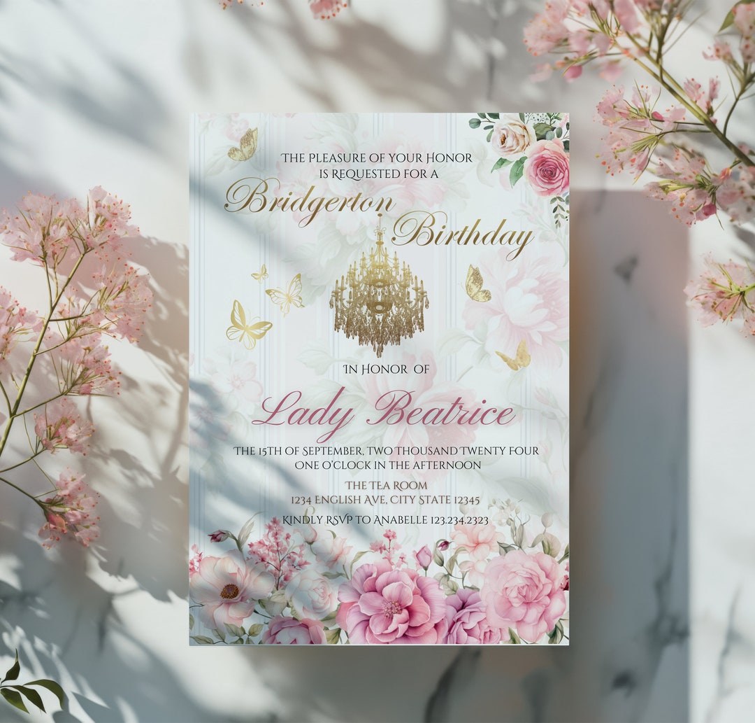 Bridgerton Birthday Invitation, Vintage Birthday Invitation, London ...