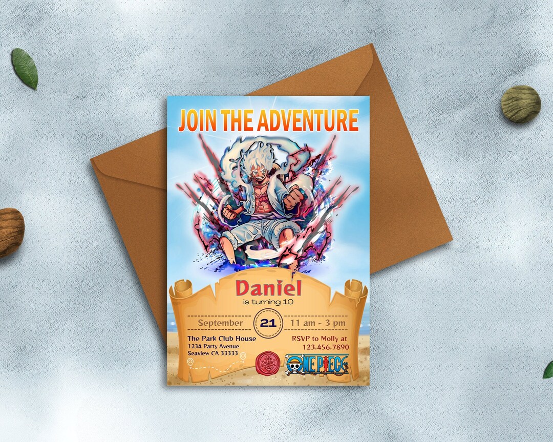 Invitación de cumpleaños de One Piece, Joy Boy, Monkey D. Luffy, Manga ...