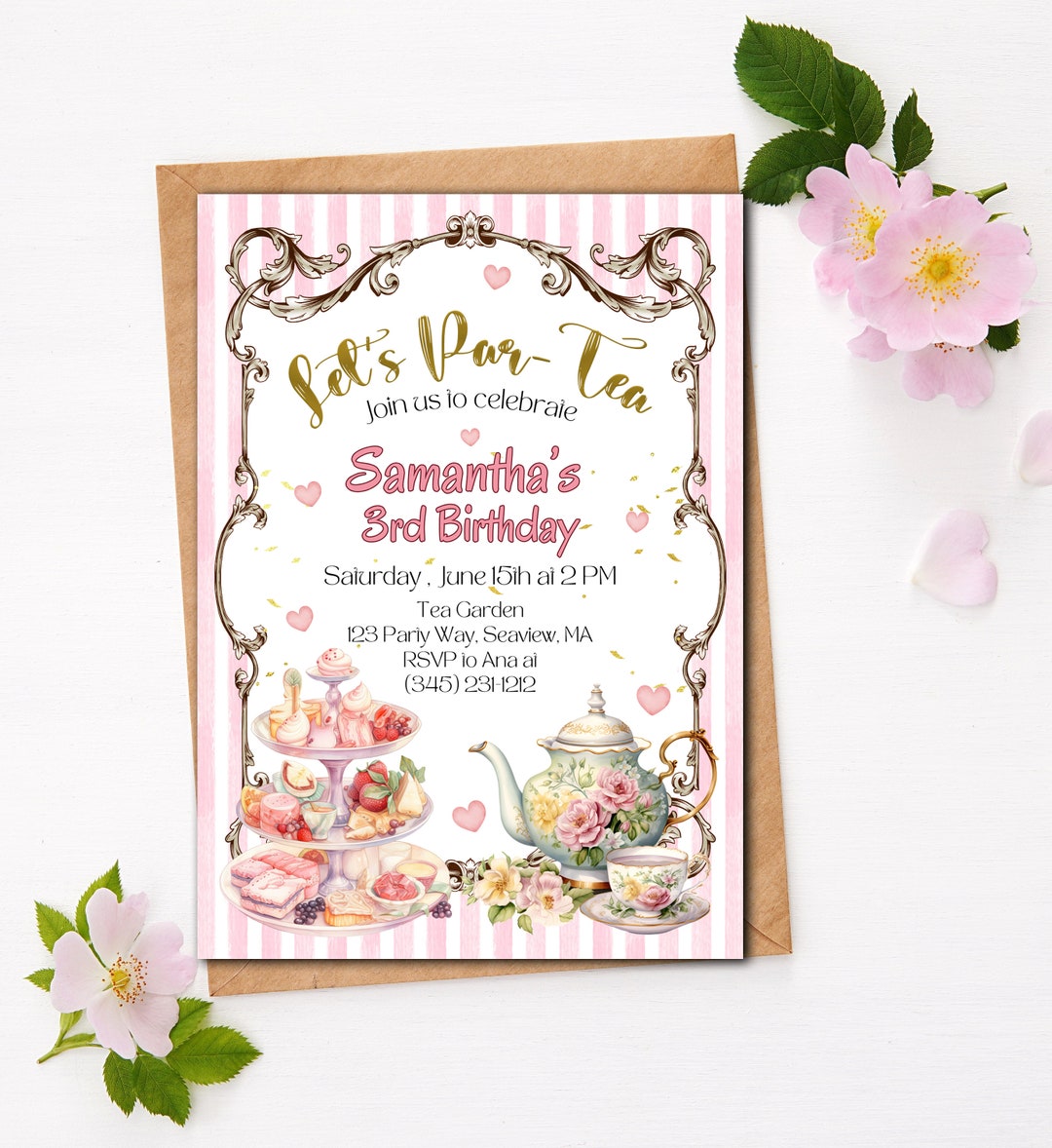Tea Party Birthday Invitation, Editable, Instant Download - Etsy