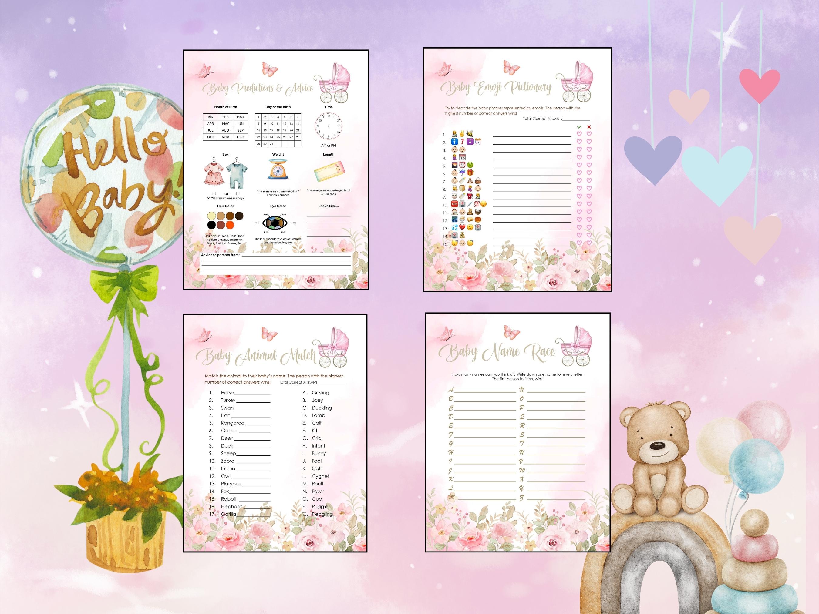 Baby Shower, Gender Reveal - 10-game Bundle and Activities - Printable ...