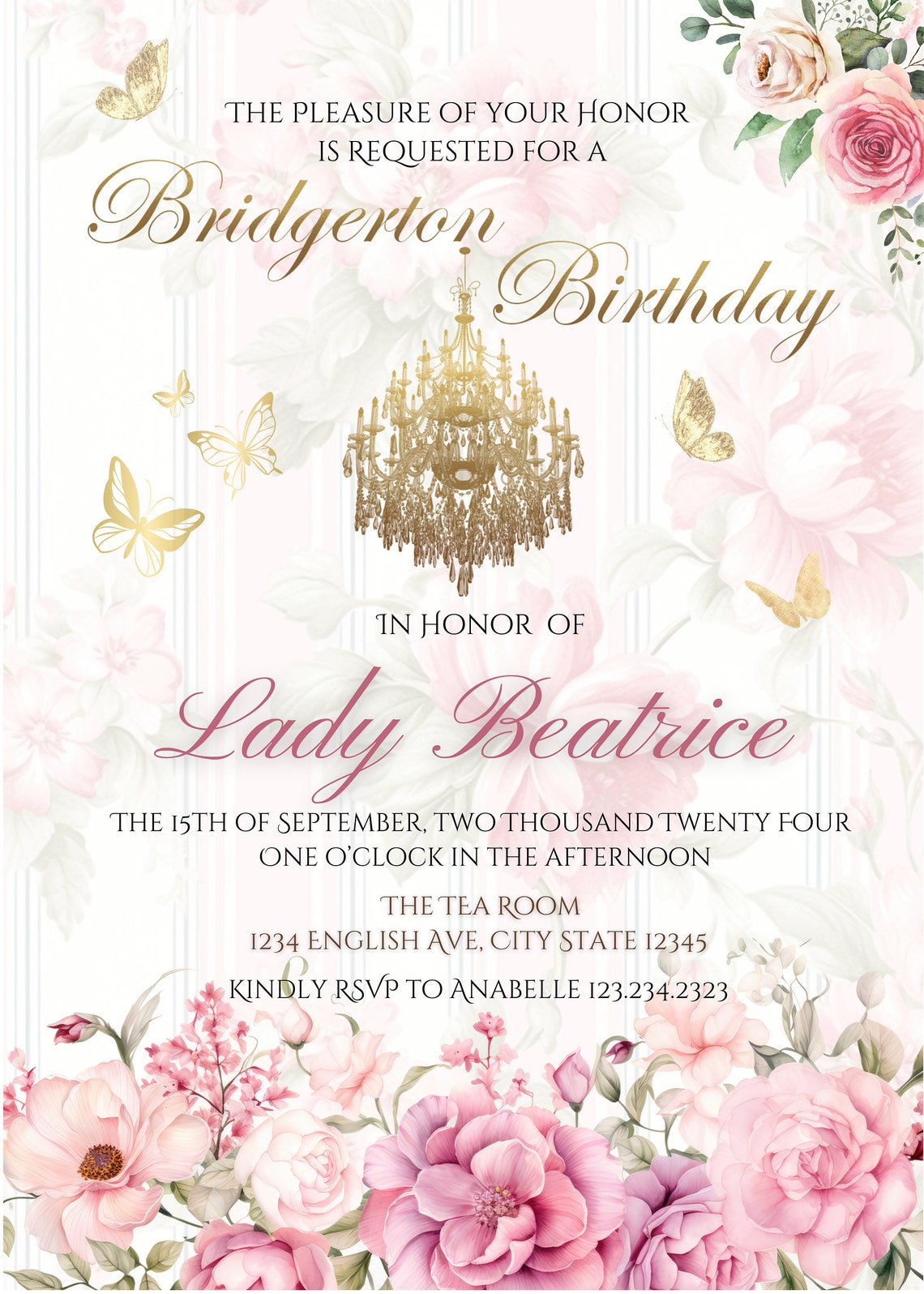 Bridgerton Birthday Invitation, Vintage Birthday Invitation, London ...