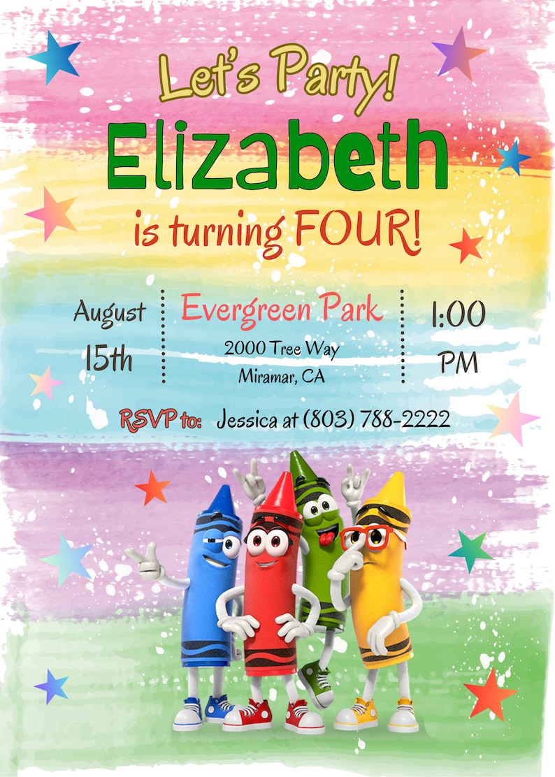 Crayola Birthday Invitation - Etsy