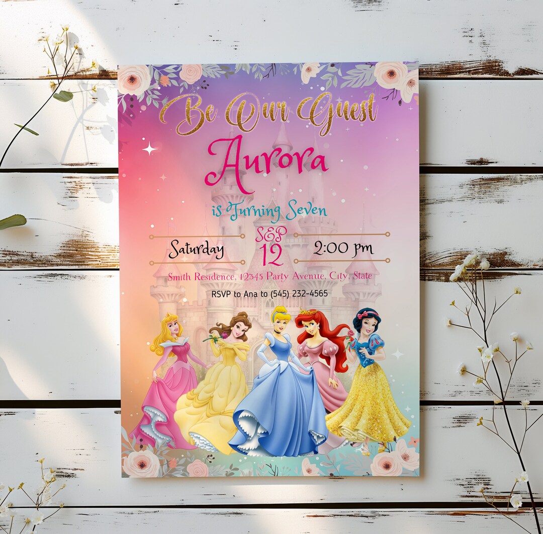 Disney Princess, Be Our Guest Birthday Invitation - Etsy