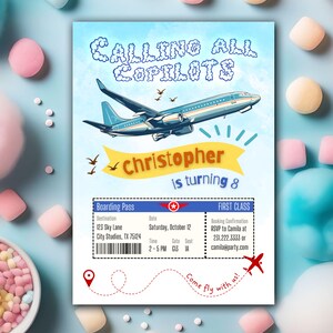 Airplane, Pilot, Aviation, Flying, Boarding Pass - Birthday Invitation ...