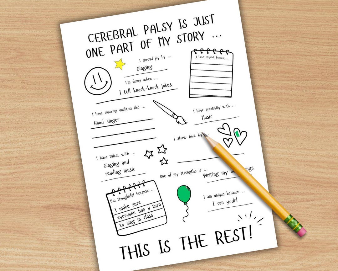 Cerebral Palsy Activity Page, All About Me, Fill in the Blanks ...