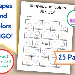 Shapes & Colors Bingo, Bingo for Kids, Bingo for Students, Learning ...