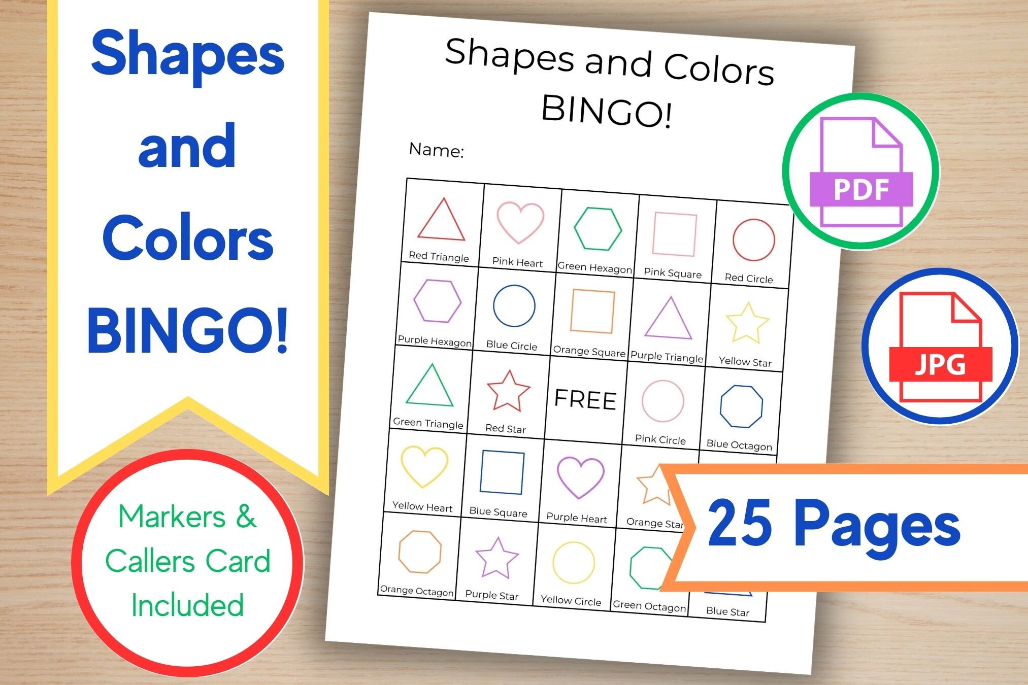 Shapes & Colors Bingo, Bingo for Kids, Bingo for Students, Learning ...