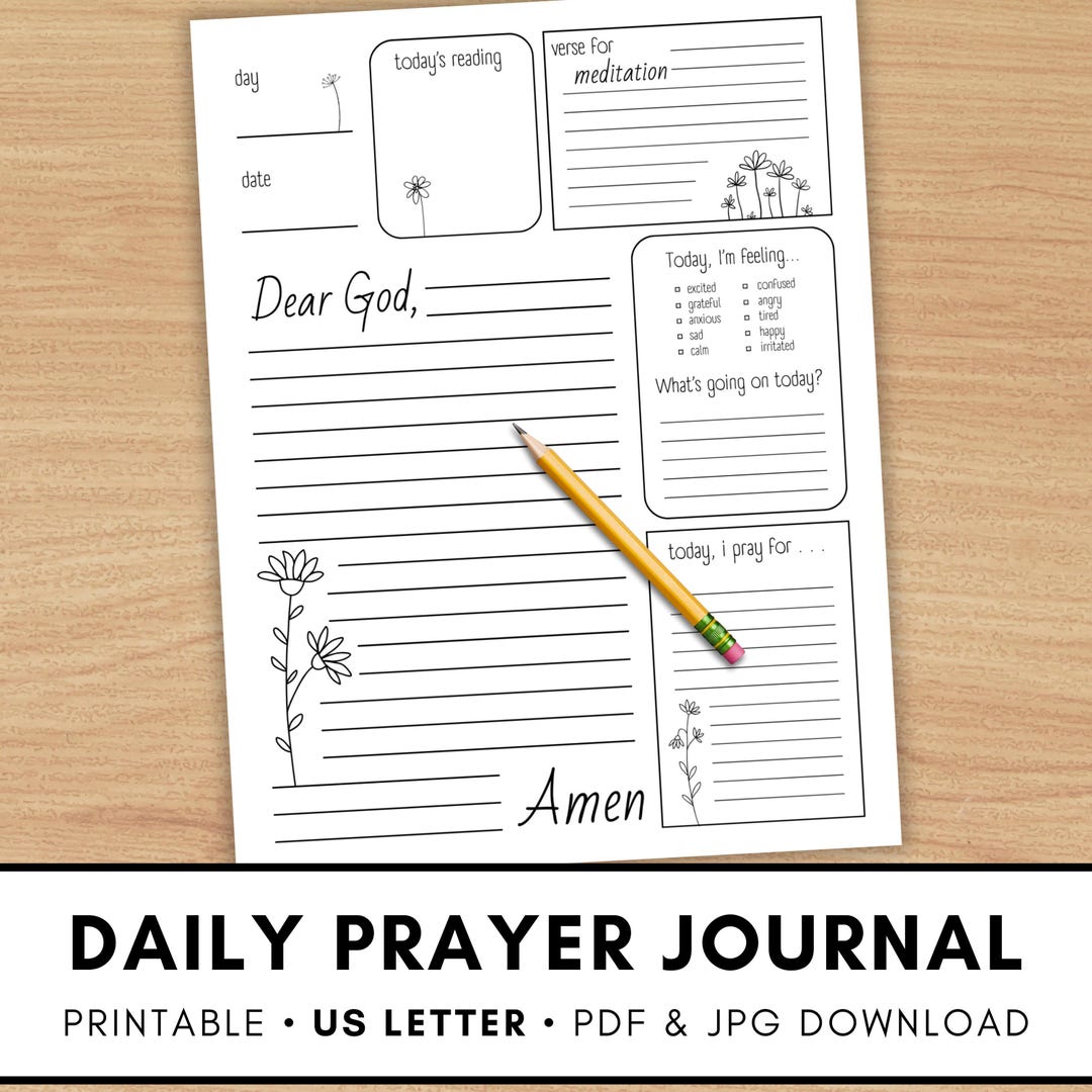 Daily Prayer Worksheet, US Letter Format, Digital Journal, Printable ...