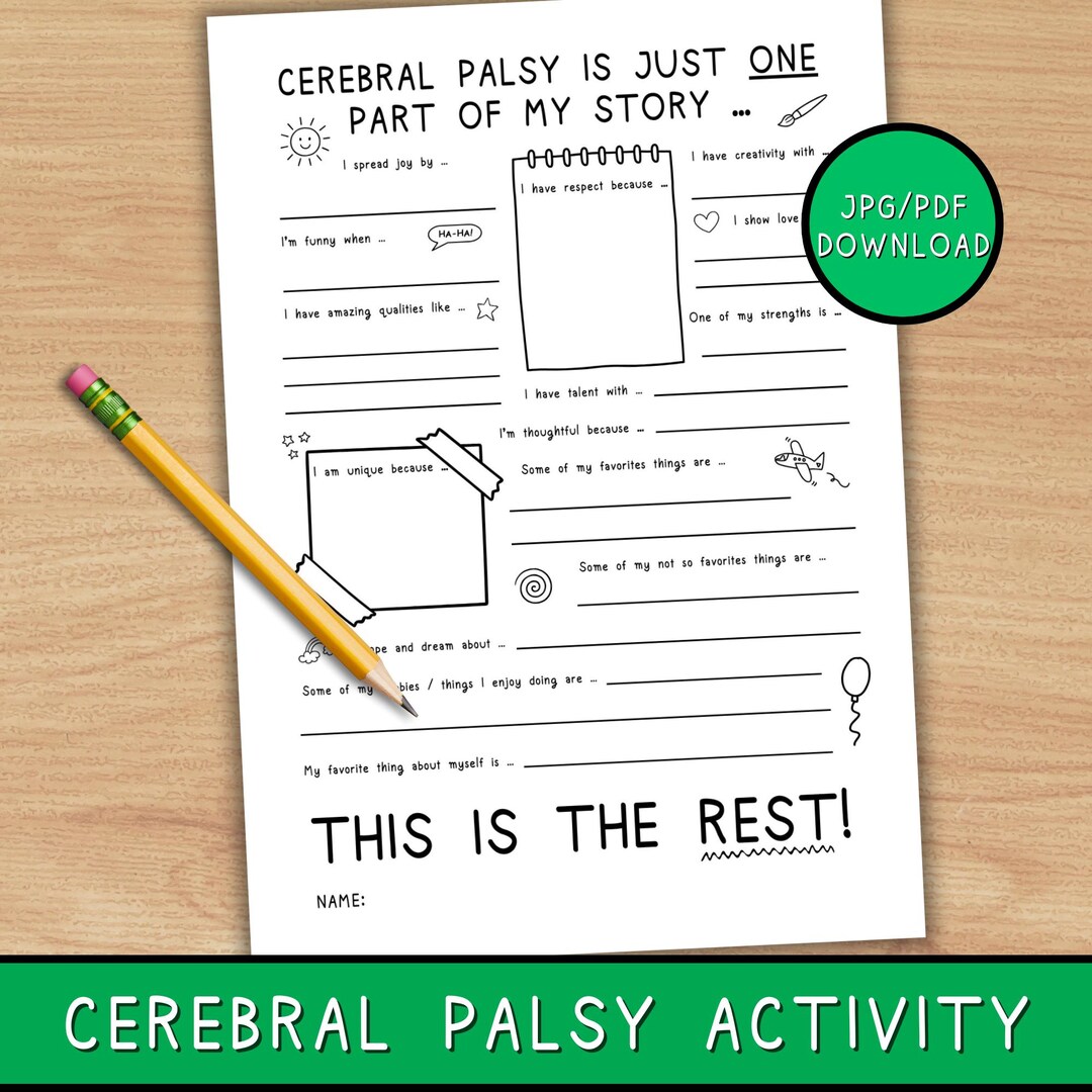 Cerebral Palsy Awareness Activity Page: All About Me (printable PDF) - Etsy