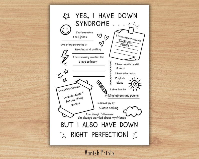 Down Syndrome Activity: All About Me Worksheet (printable) - Etsy