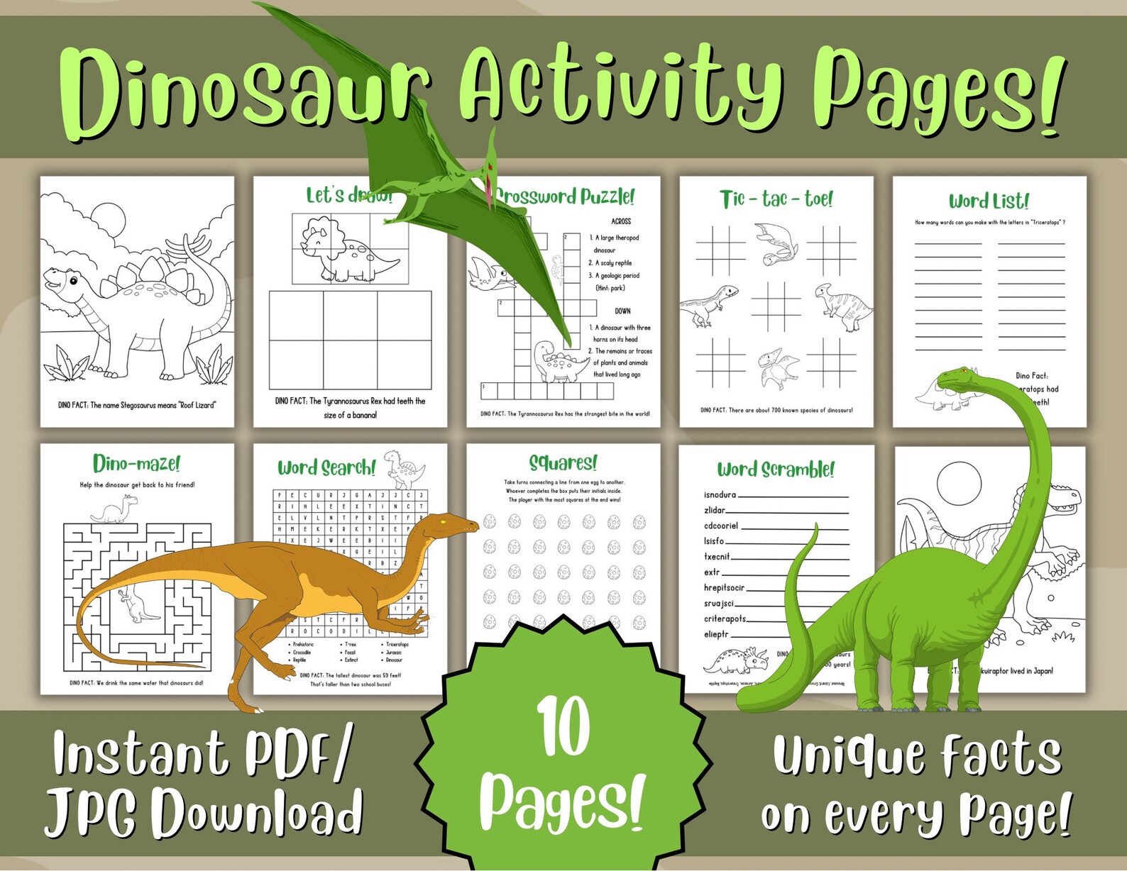 Printable Dinosaur Activity Sheets, Dinosaur Coloring Pages, Kids ...