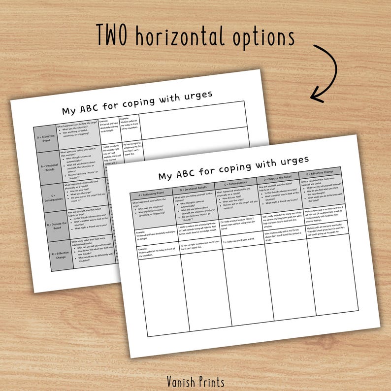 ABC REBT Recovery Exercise Worksheets (pdf and Jpg Download) Dbt and ...