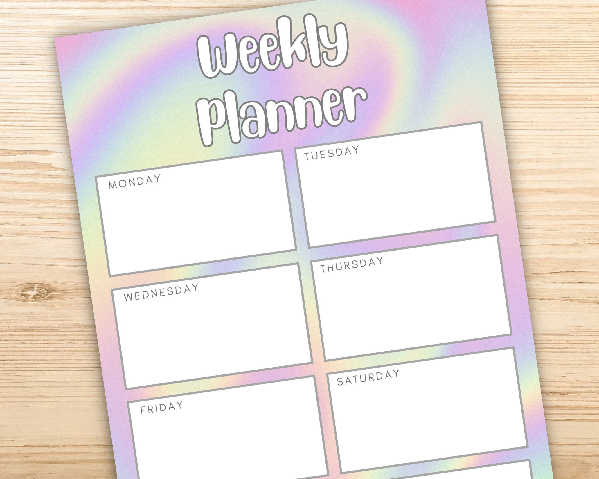 Holographic Weekly Planner Printable Planner Weekly Planner - Etsy