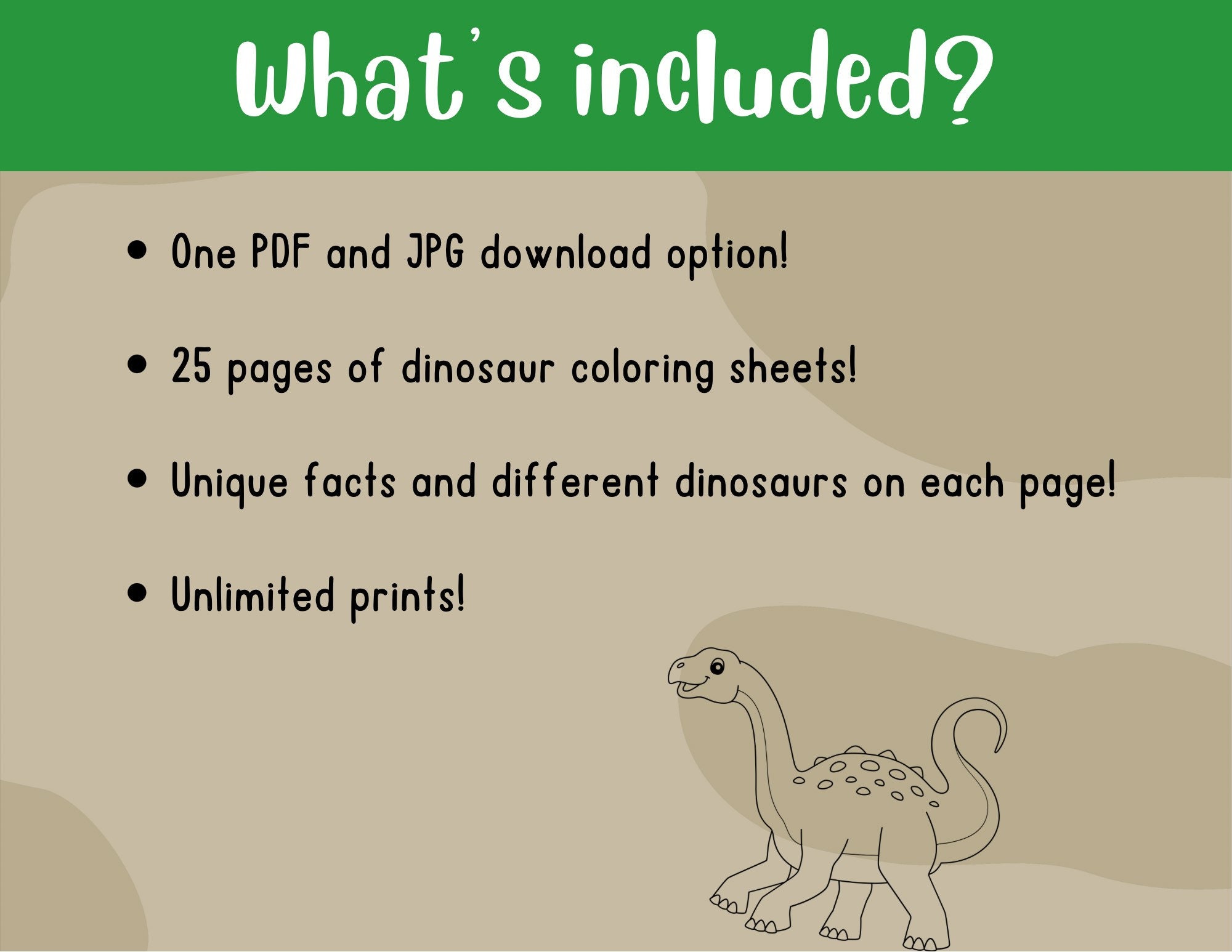 Dinosaur Coloring Pages, Fun Facts, Kids Printable (PDF) - Etsy